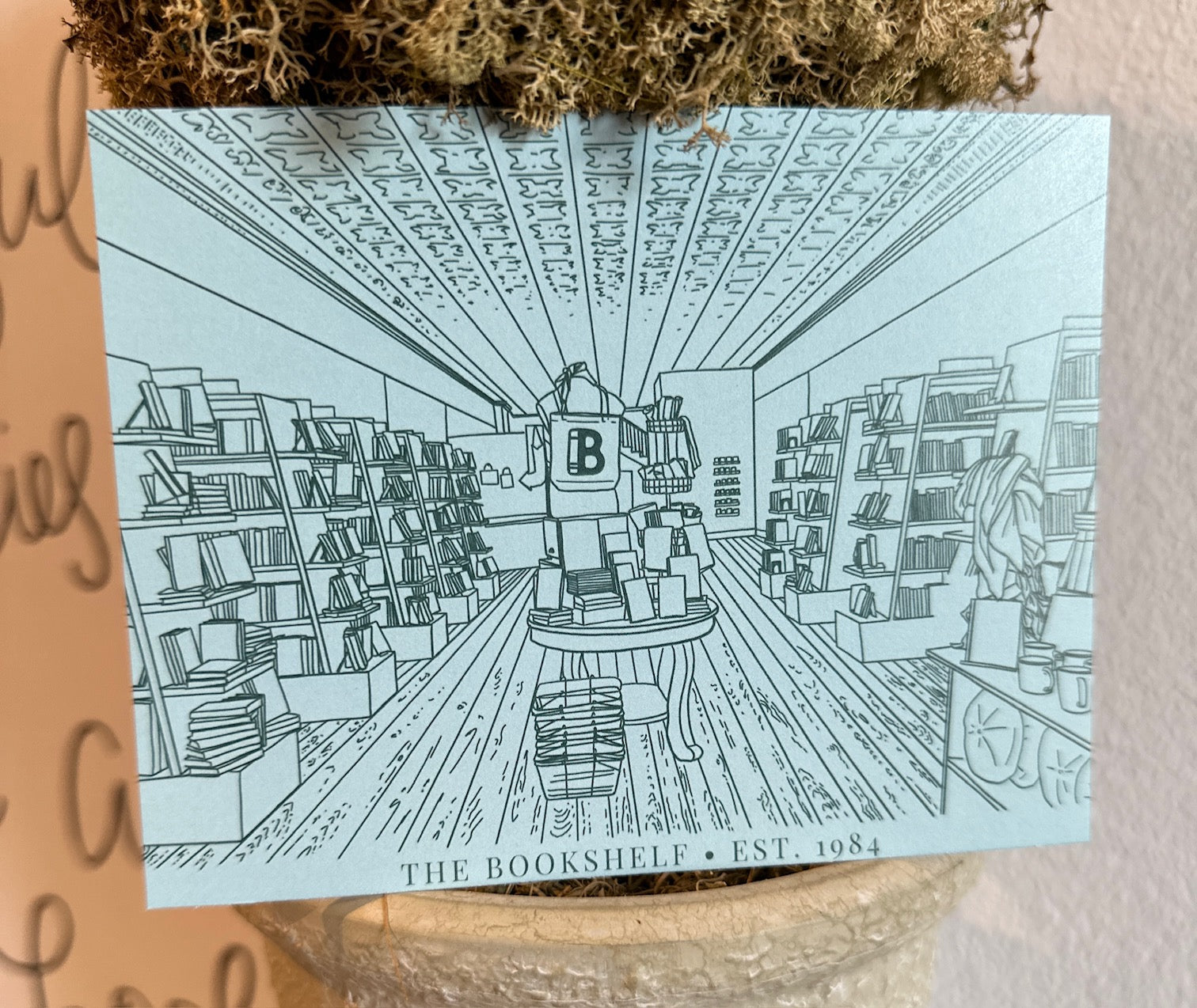 Bookshelf Store Interior Postcard – The Bookshelf